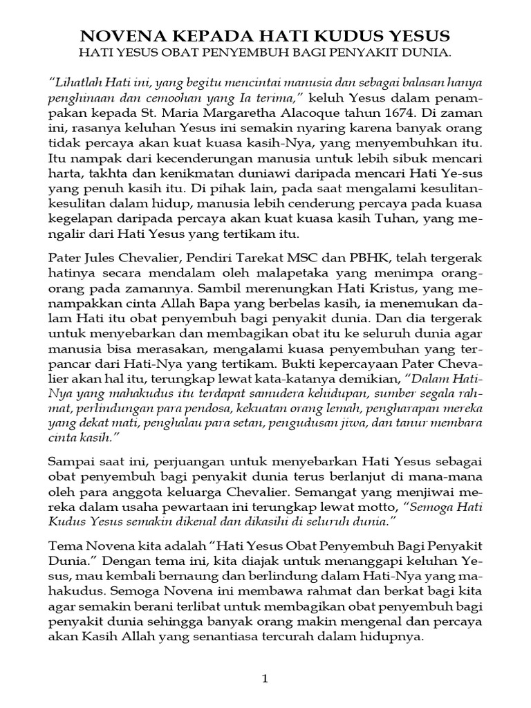 Novena Kepada Hati Kudus Yesus | PDF | Pengembangan Diri | Puisi