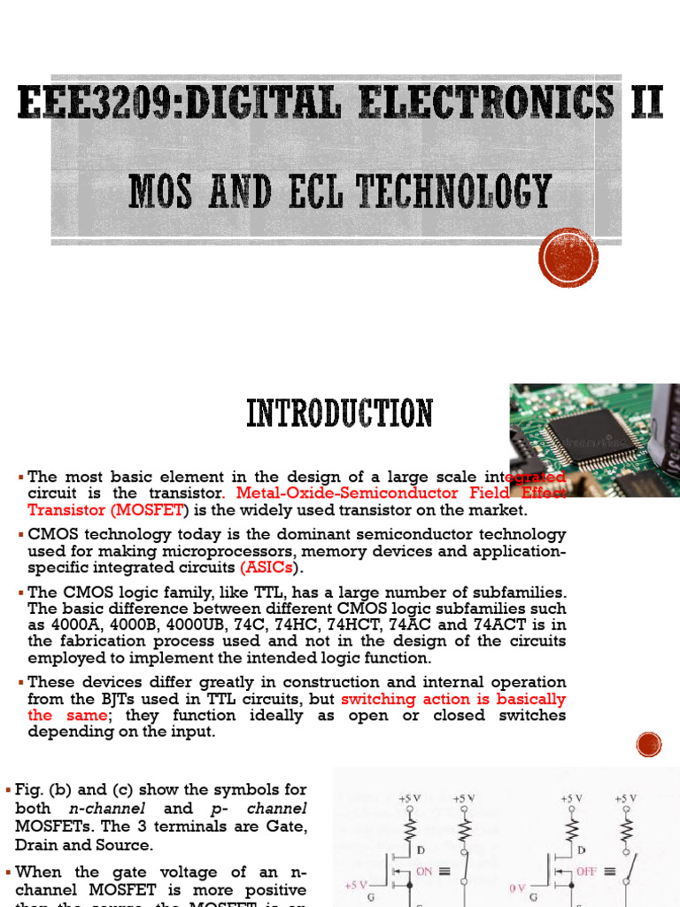 Lecture 3 - MOS and ECL Technology | PDF | Mosfet | Logic Gate