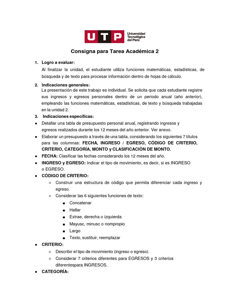 Semana 08 - Tarea Académica 2 | PDF | Rúbrica (Académica) | Estadísticas