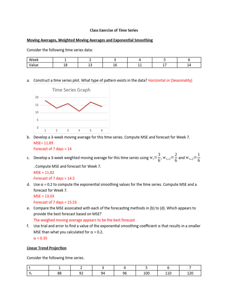 Class Exercise of Time Series | PDF | Forecasting | Moving Average