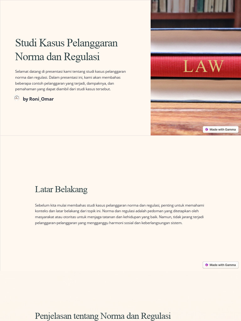 Studi Kasus Pelanggaran Norma Dan Regulasi | PDF