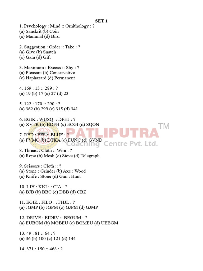 Practice Module 01 Analogy | PDF