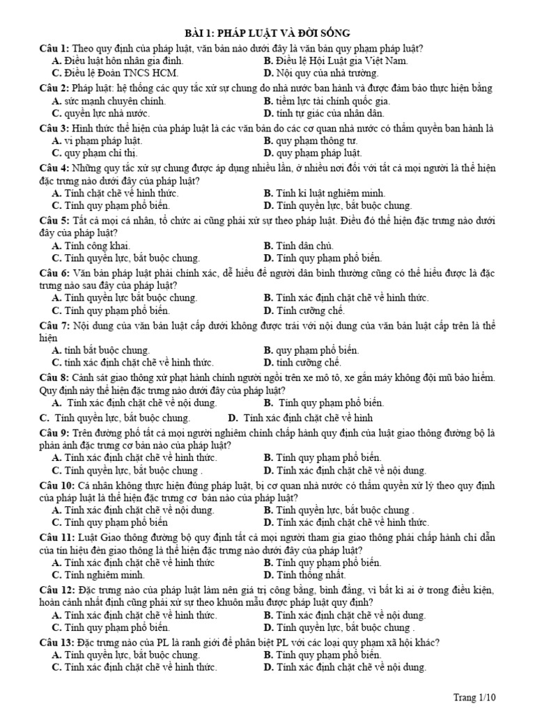 ÔN TẬP BAI 1,2,3,4 | PDF