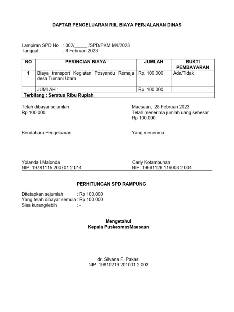 NEW RILL & KWITANSI Posy Remaja Ss Carly | PDF