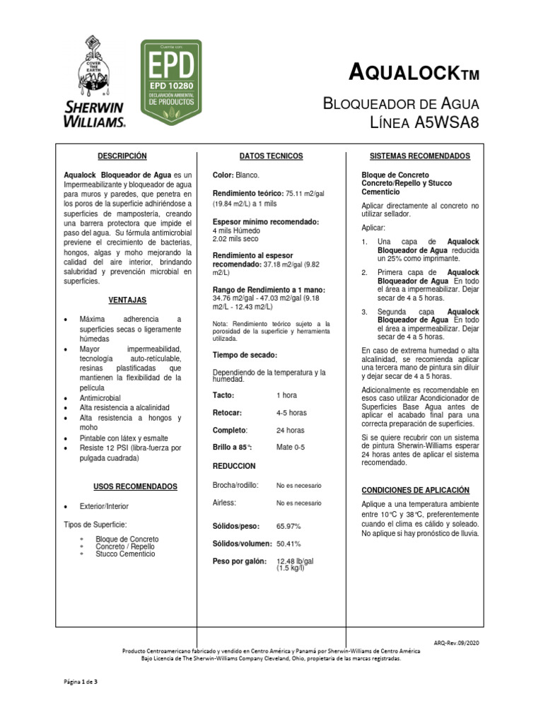 Aqualock: Bloqueador de Agua Efectivo | PDF | Agua | Centroamérica