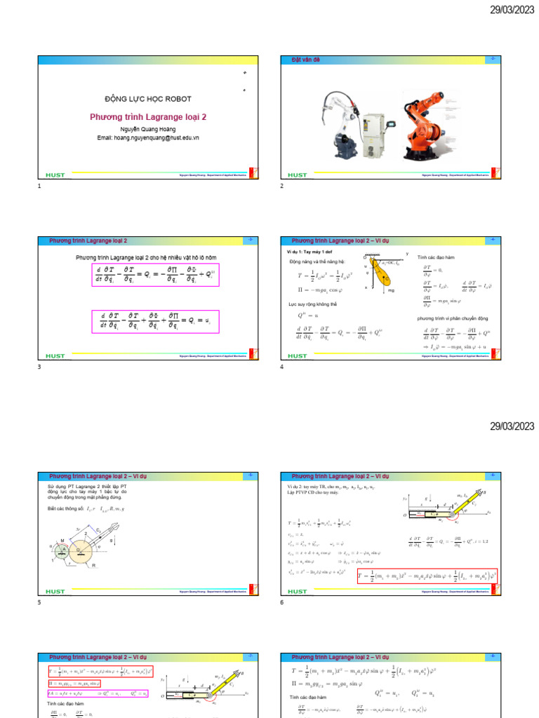Robotics 9.2 Dynamics - Serial Robot - Lagrange 2-4s | PDF