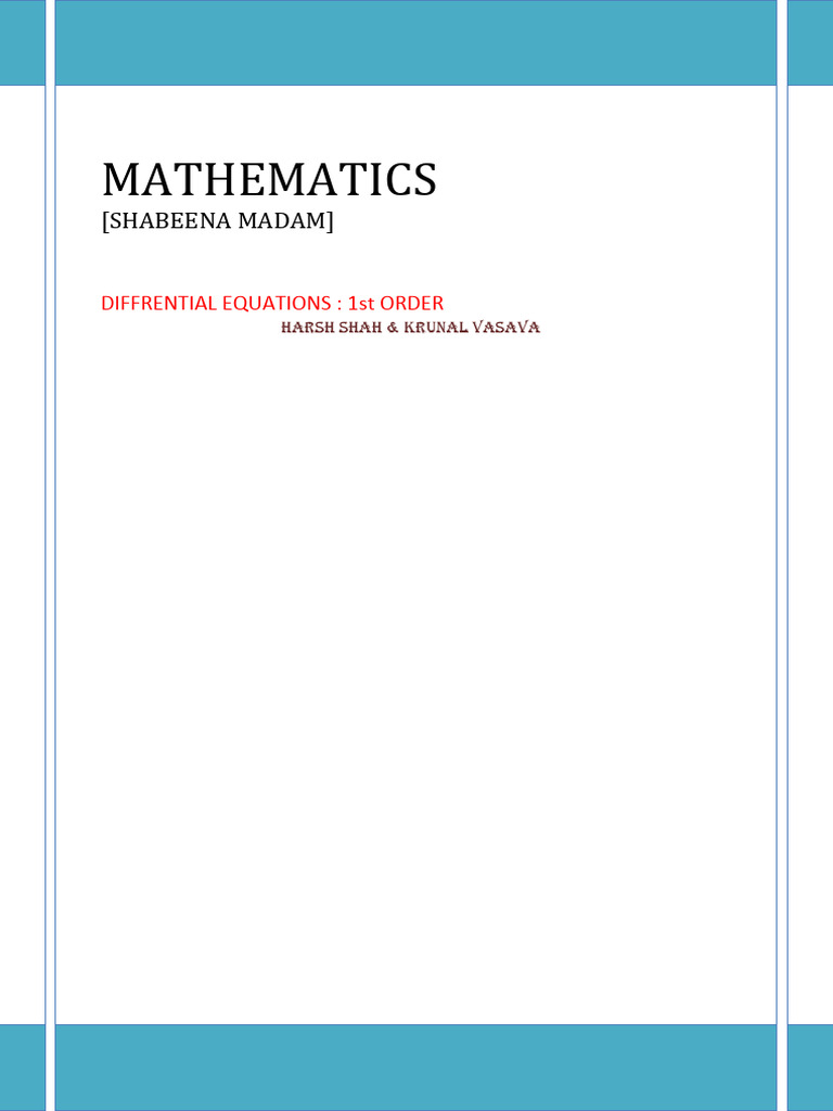 1ST Order Diff. Eqn. | PDF