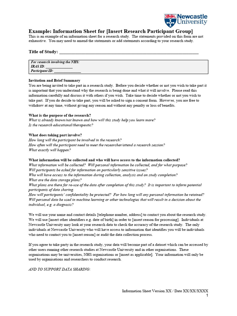 Example Information Sheet - V2 | PDF | Risk | Data