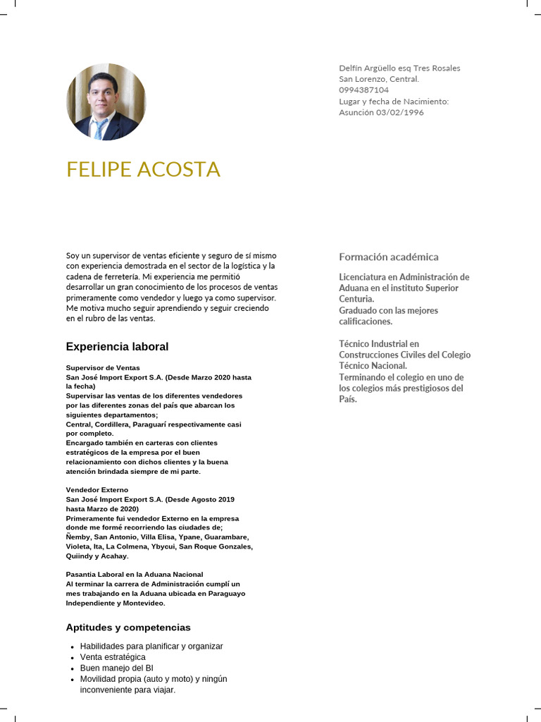 CV Felipe Acosta | PDF | Business | Economias