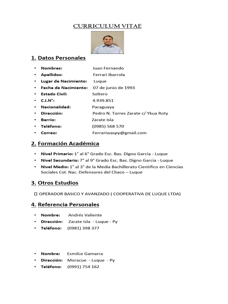 Curriculum de Fer Ferrari I. | PDF