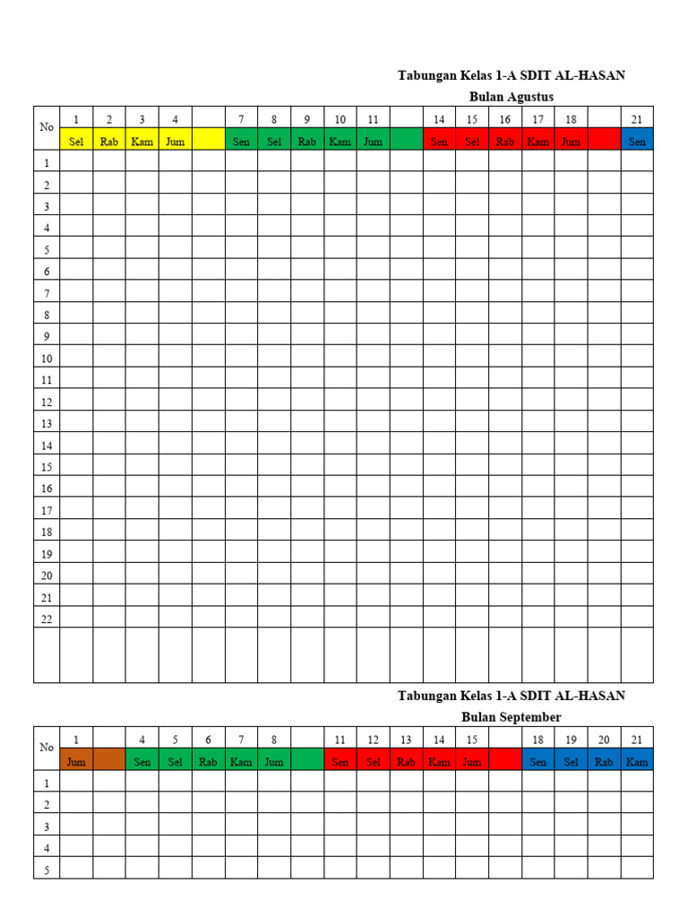 Tabungan Kelas 1-A | PDF