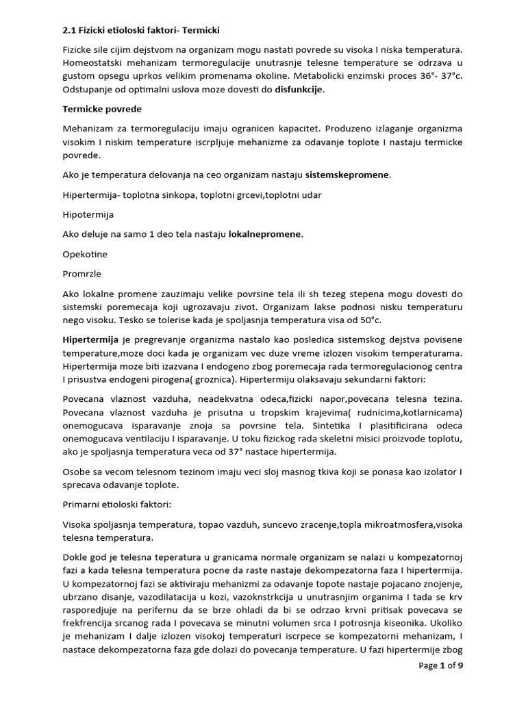 2.1 Fizicki Etioloski Faktori-Termicki | PDF