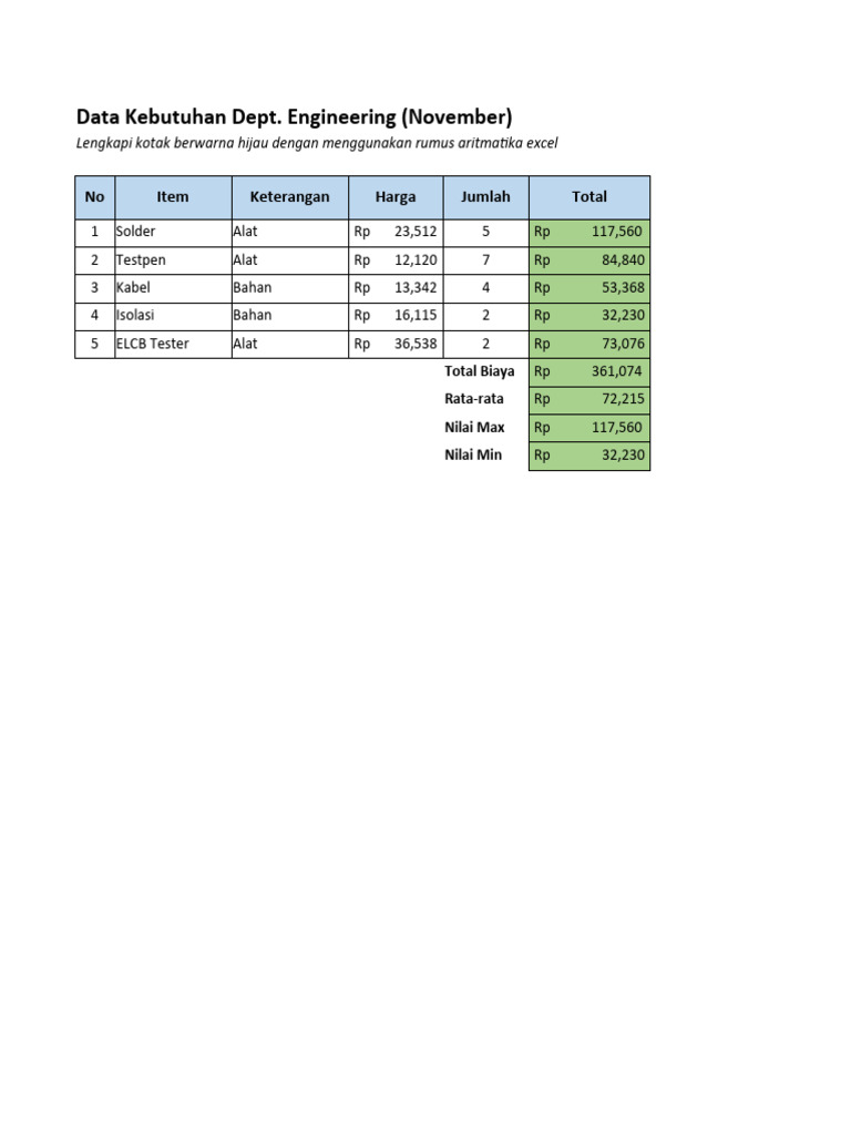 Soal Spreadsheet Excel | PDF