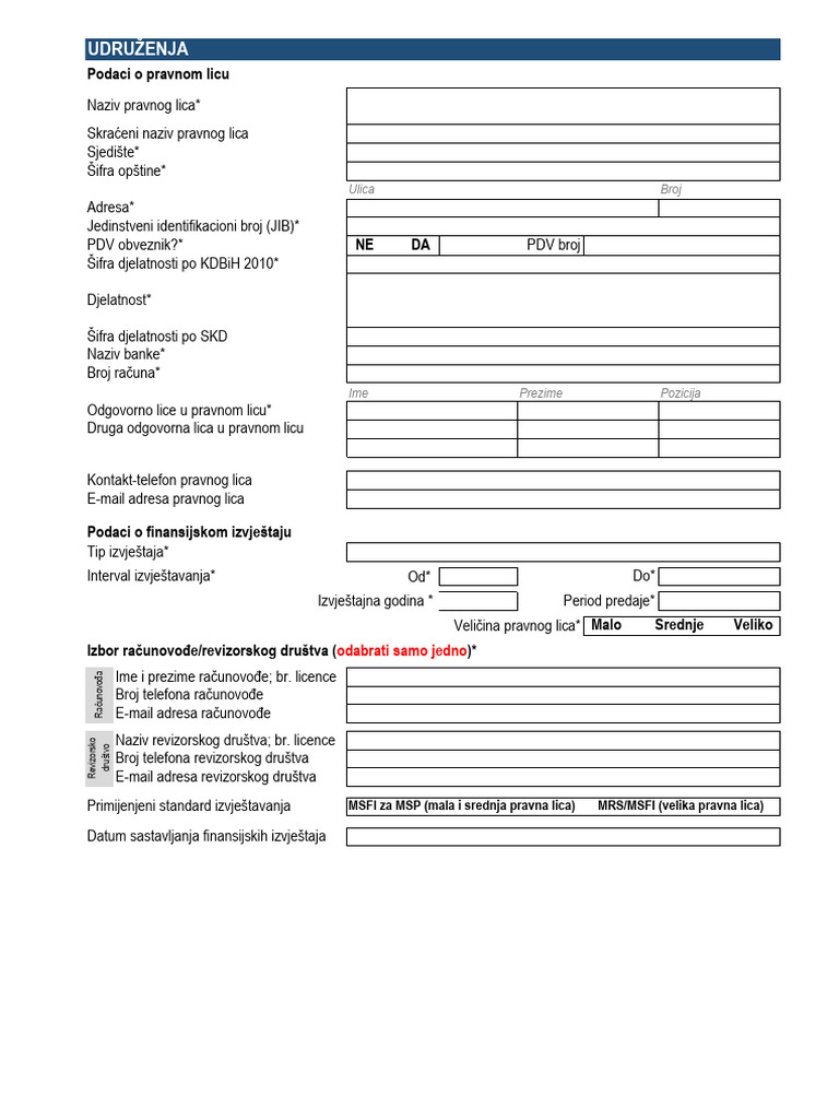 Udruženja Ručno Popunjavanje | PDF