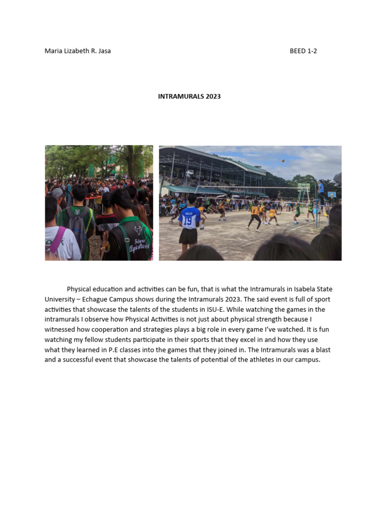 ISU-E Intramurals: Talent & Teamwork | PDF