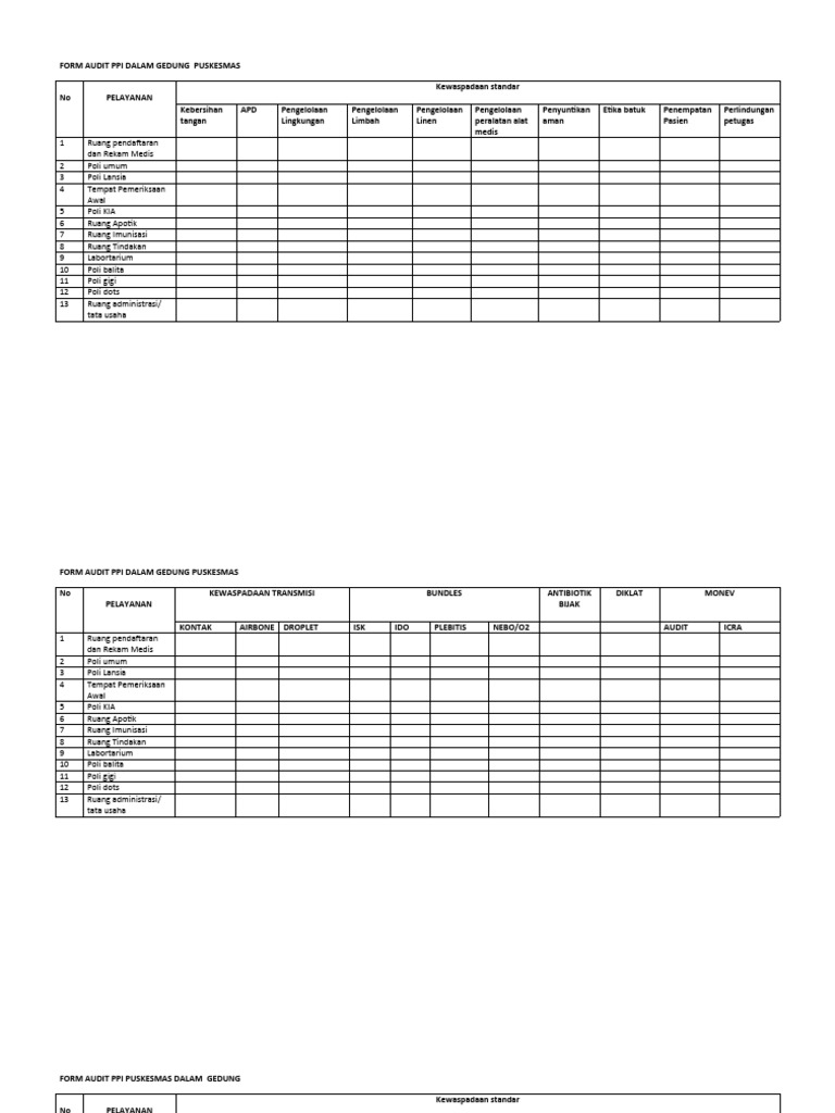 Audit PPI di Puskesmas: Formulir dan Prosedur | PDF | Pengembangan Diri ...