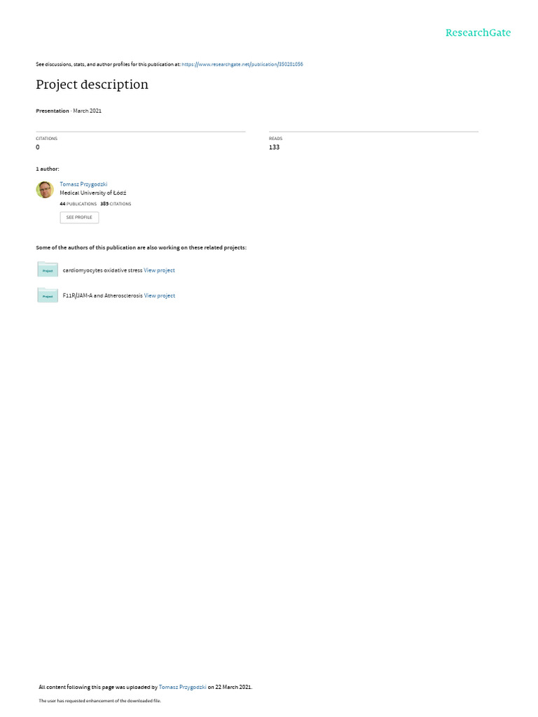 Project Description | PDF | Platelet | Hemostasis