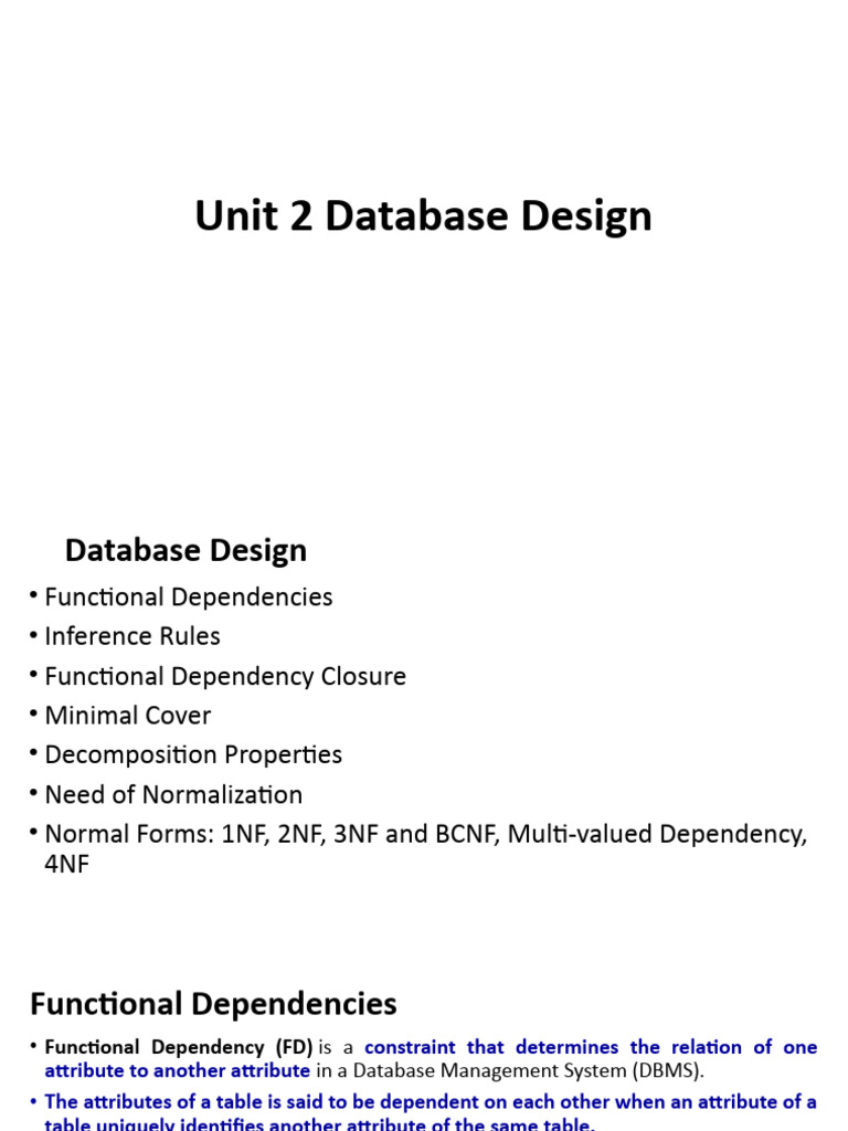 Unit 2 Database Design | PDF | Data Model | Software Design