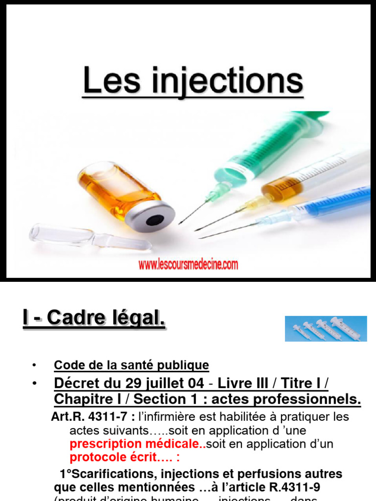 Techniques et types d'injections médicales | PDF | Peau | Seringue