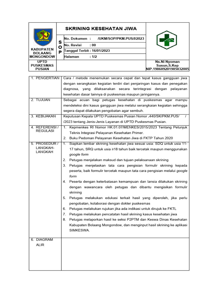 SOP Skrining Keswa | PDF