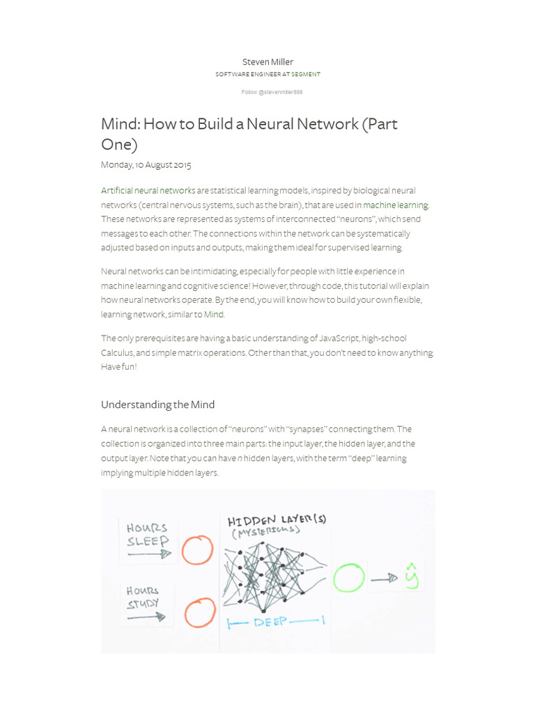 Mind - How To Build A Neural Network (Part One) | PDF | Artificial ... Mind - How To Build A Neural Network (Part One) | PDF | Artificial ...