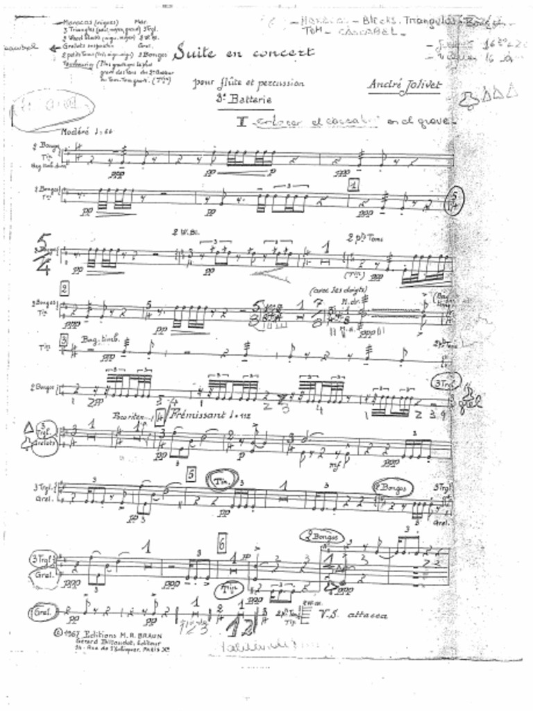 André Jolivet - SUITE EN CONCERT (2º Concerto Pour Flûte) - Pour Flûte Et Percussion ...