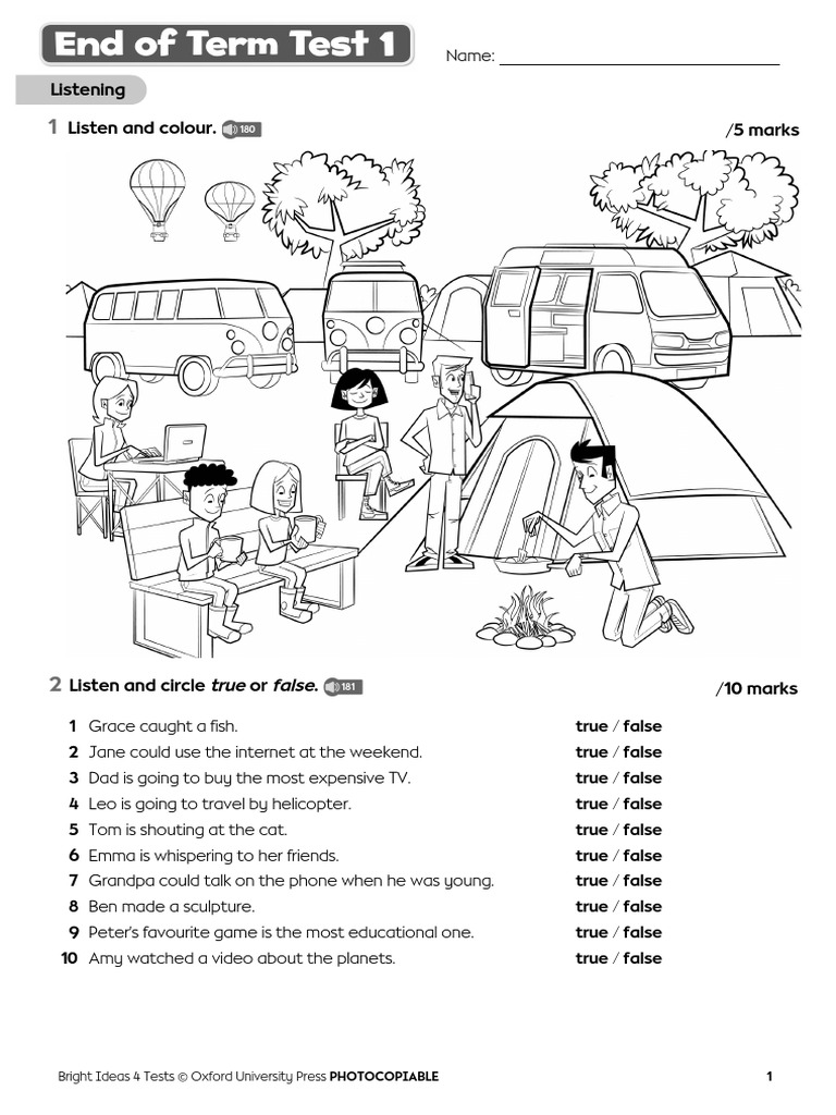 Bright Ideas 4 EOT Test 1 | PDF