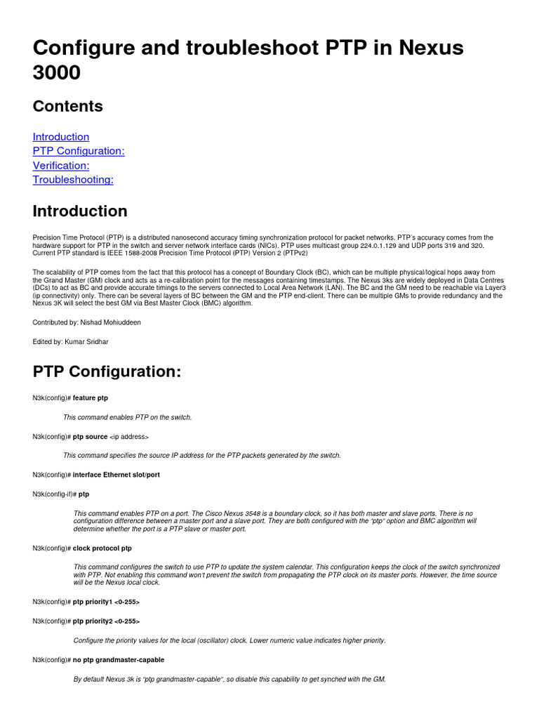 Configure and Troubleshoot PTP in Nexus | PDF | Network Protocols ...