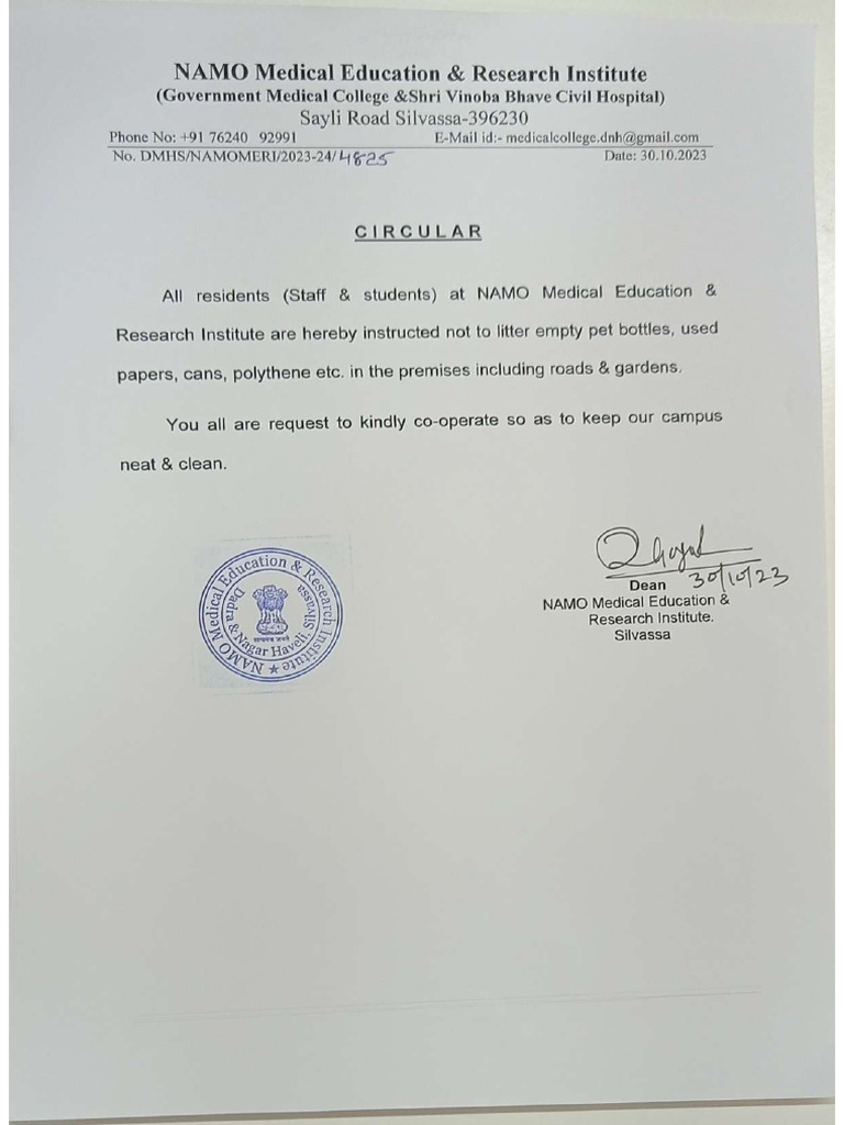 Circular To Keep Our Campus Clean and Neat | PDF