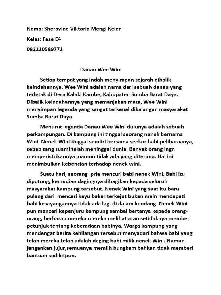 Legenda Danau Wee Wini Sumba | PDF