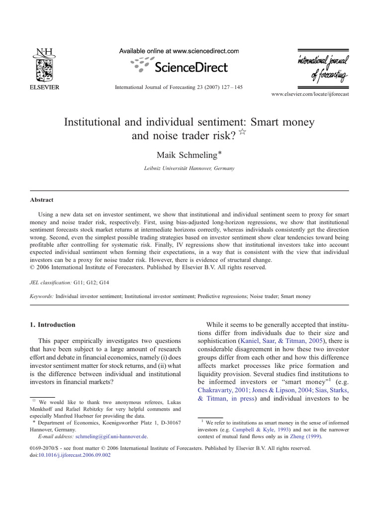 Institutional vs. Individual Sentiment | PDF | Stocks | Dependent And ...