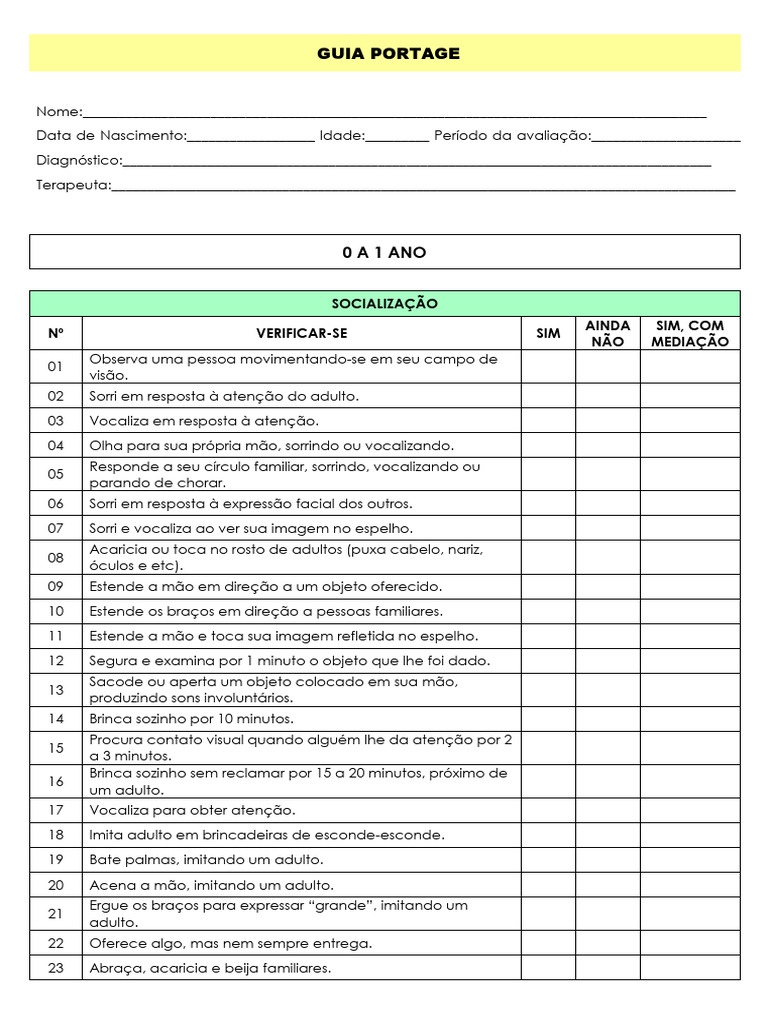 Guia Portage 0-1 | PDF