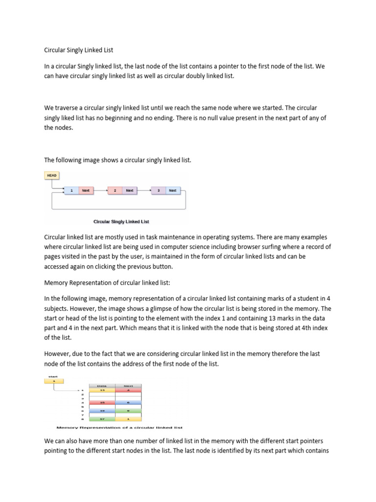 Circular Linked List Operations | PDF | Computing | Computer Programming Circular Linked List Operations | PDF | Computing | Computer Programming