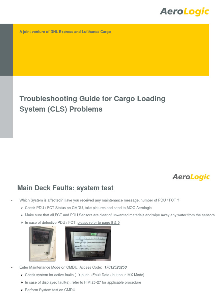 Troubleshooting Guide For Cargo Loading System (CLS) Problems | PDF | Manufactured Goods