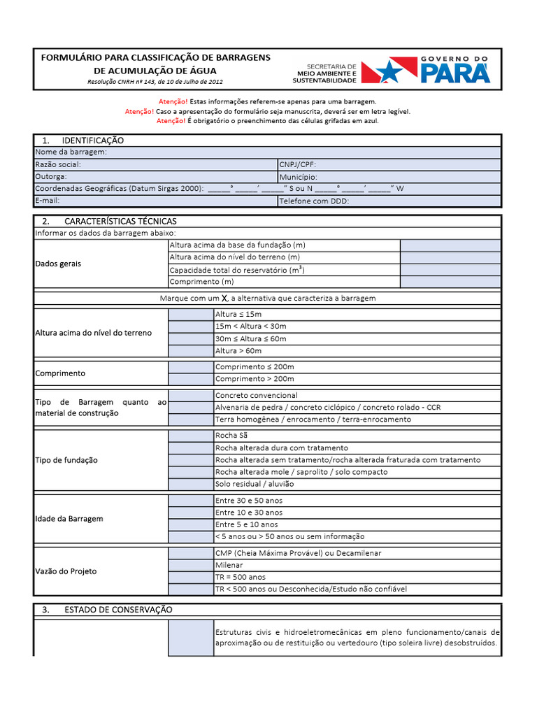 Formulário em PDF | PDF | Barragem | Geociências