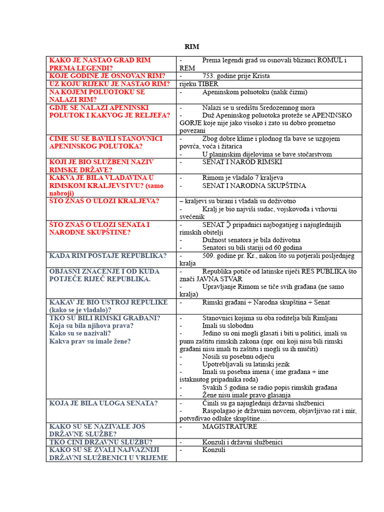 Rim 5. Razred (Povijest) | PDF