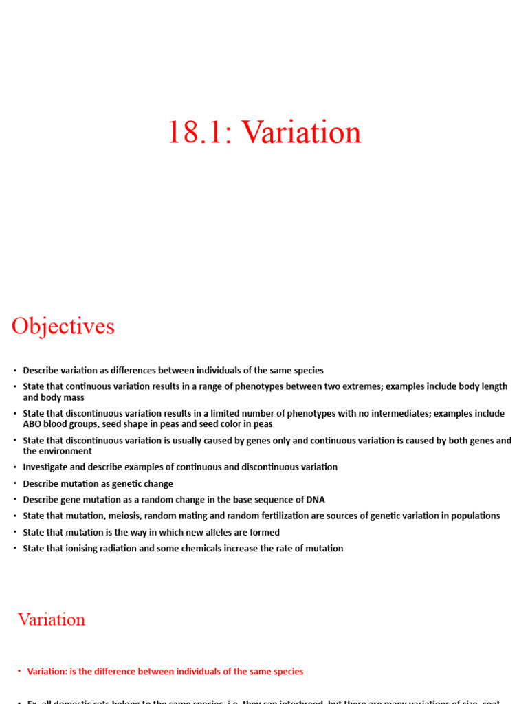 18.1 Variation | PDF | Mutation | Genetic Variation