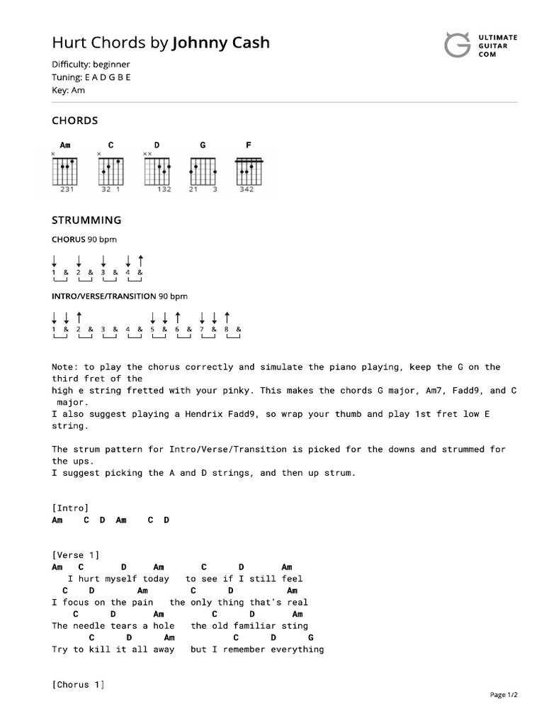 Hurts by Jonny Cash | PDF