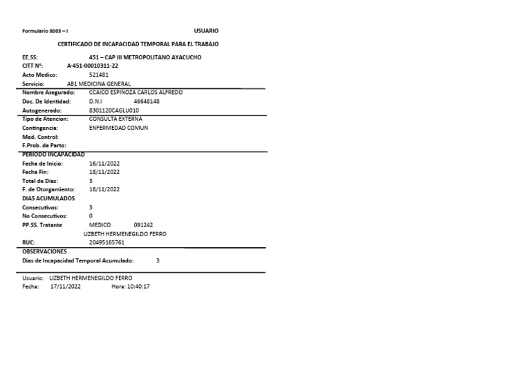 Formulario 8003 | PDF