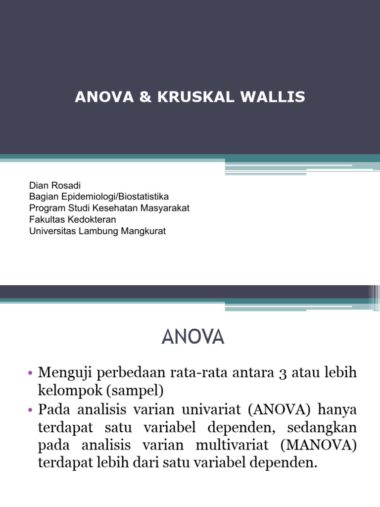M11 - ANOVA Dan Kruskal Wallis | PDF