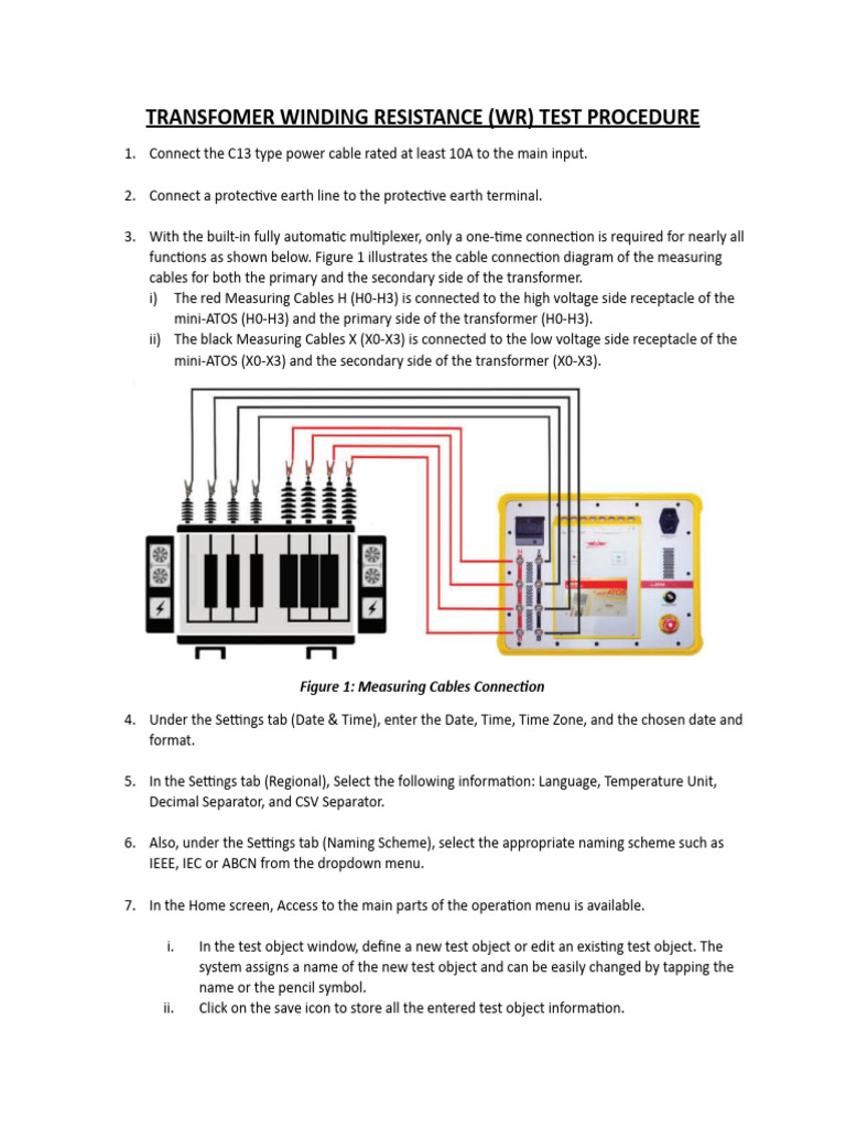 WR Testing Procedure | PDF | Transformer | Electrical Engineering