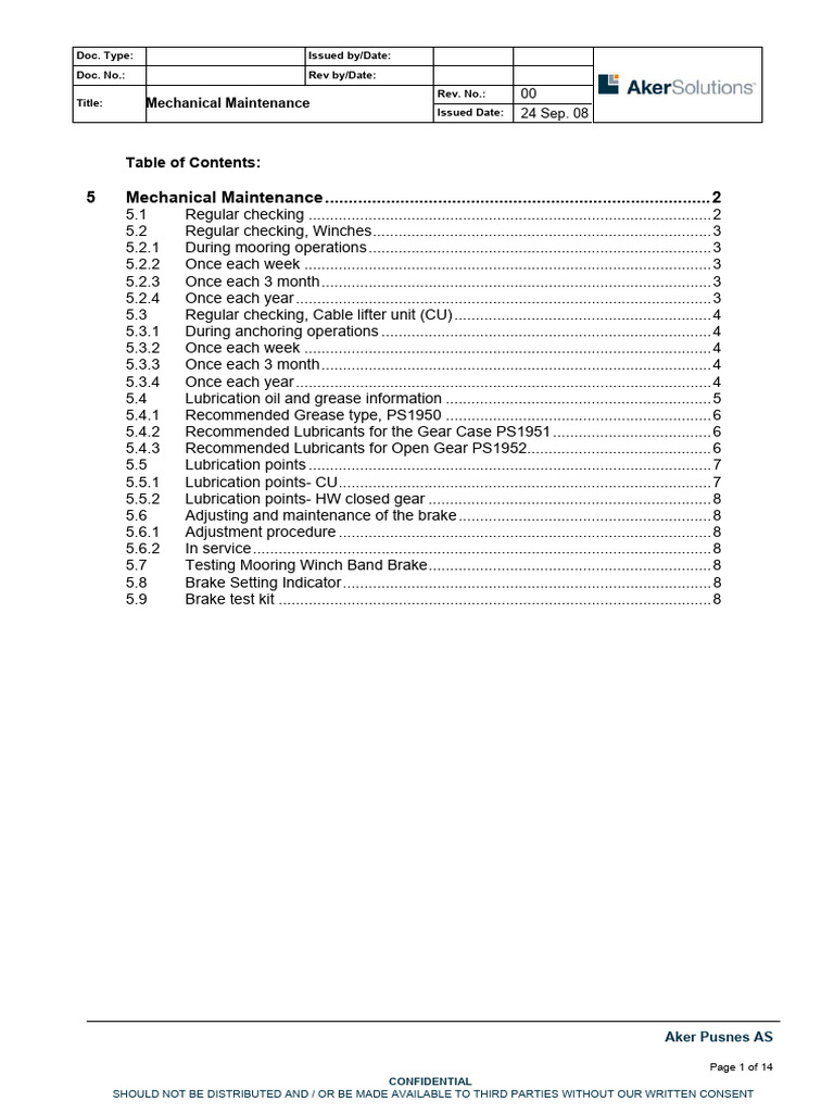 05 Mechanical Maintenance Pdf Bearing Mechanical Brake