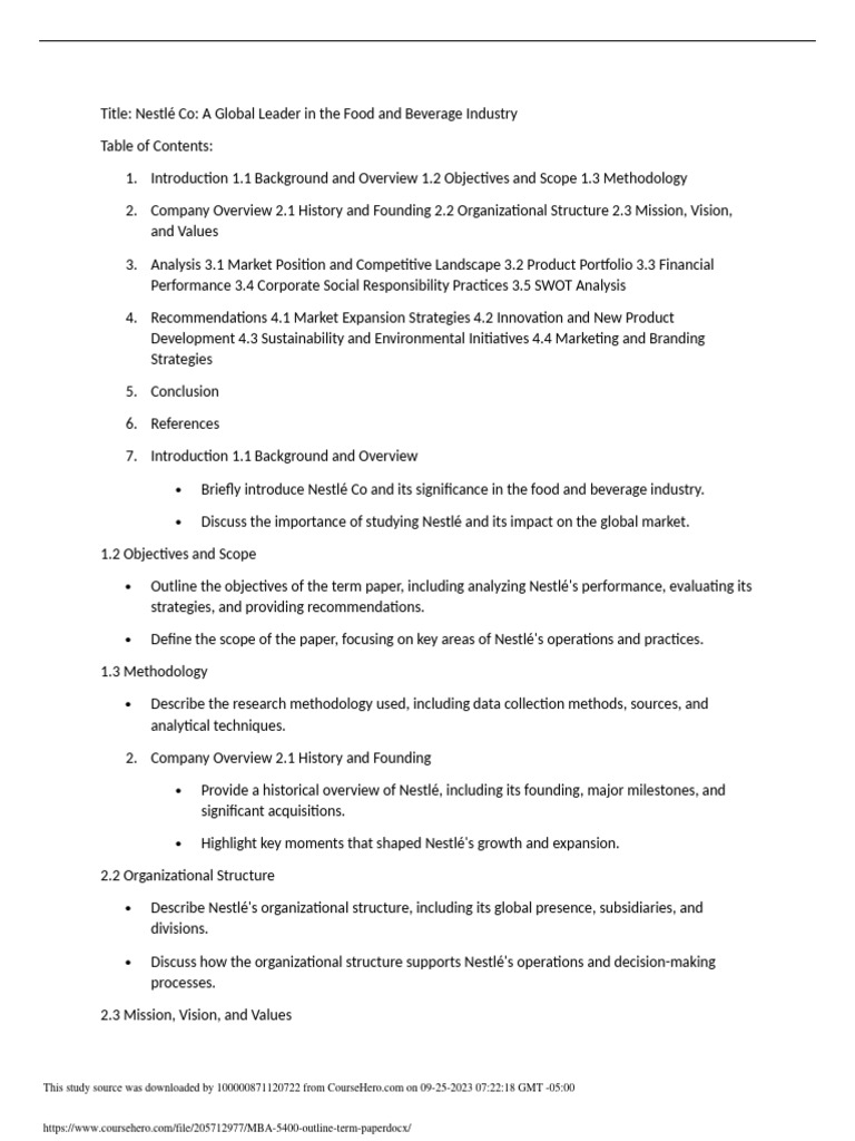 MBA 5400 Outline Term Paper | PDF | Corporate Social Responsibility ...