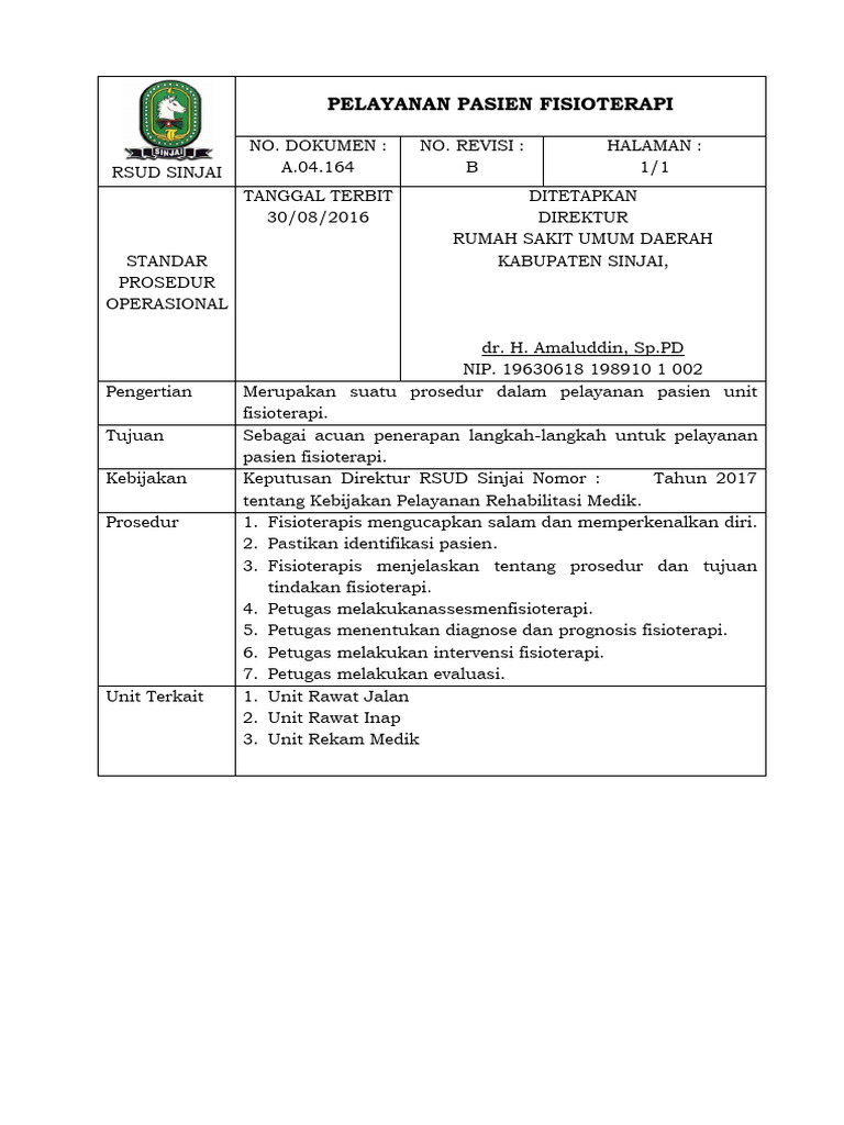 SPO Instalasi Fisioterapi | PDF | Pengembangan Diri | Kesehatan Holistik