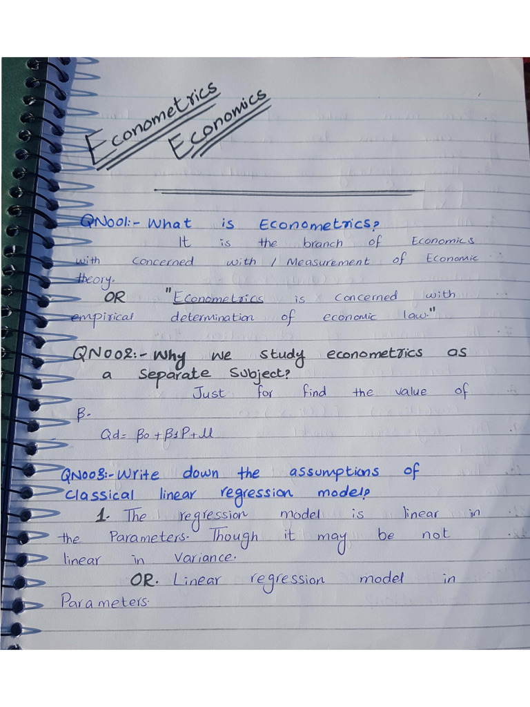 Econometrics Notes | PDF