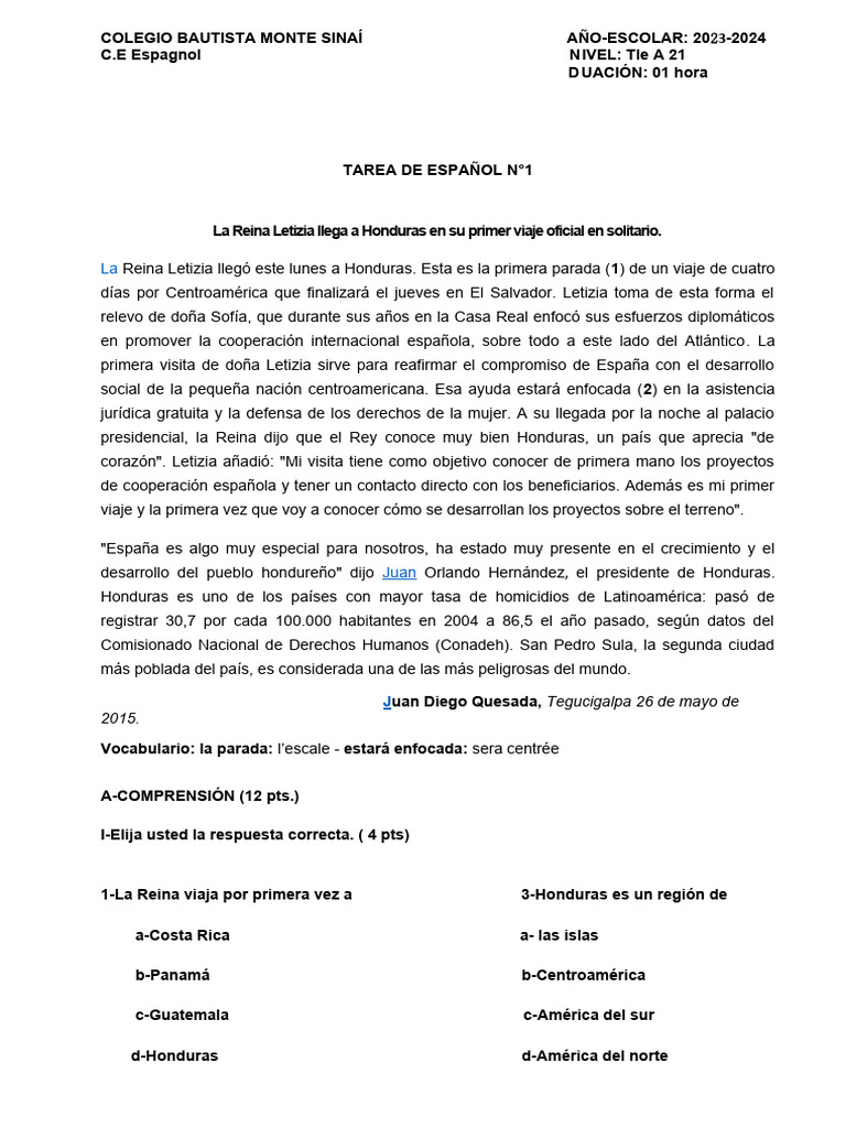 Devoir Tle A 21 | PDF | Honduras | España