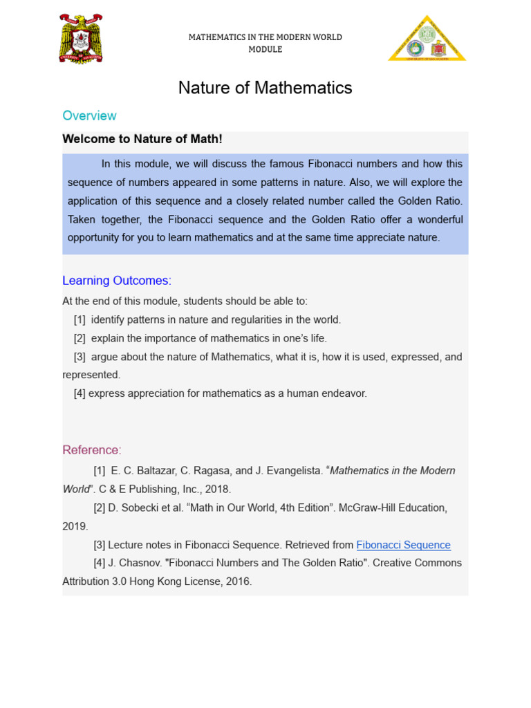 Module1 Nature of Math | PDF | Mathematics