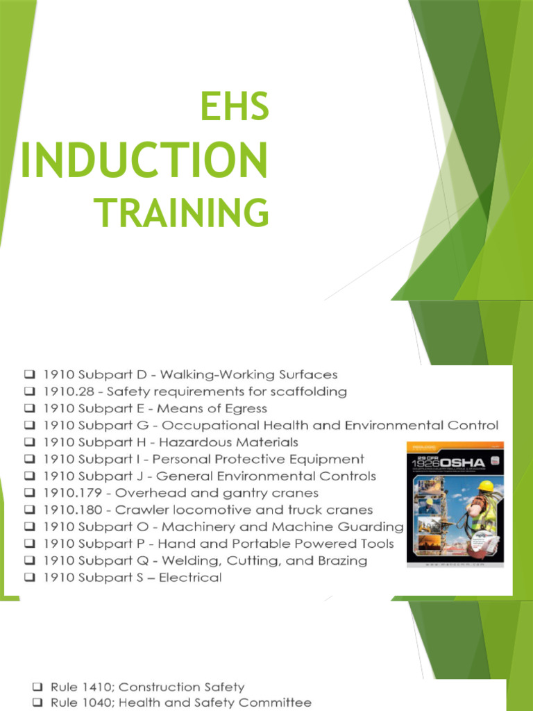Ehs Induction Material | PDF | Occupational Safety And Health | Safety