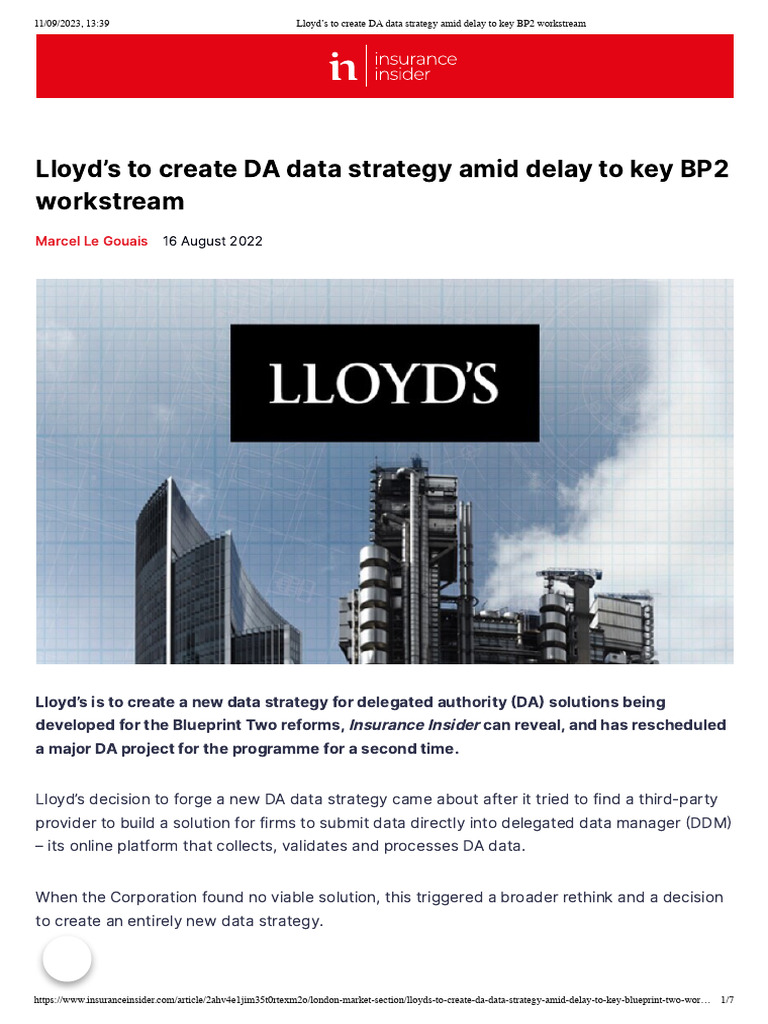 Lloyd's New DA Data Strategy Unveiled | PDF | Computing | Business