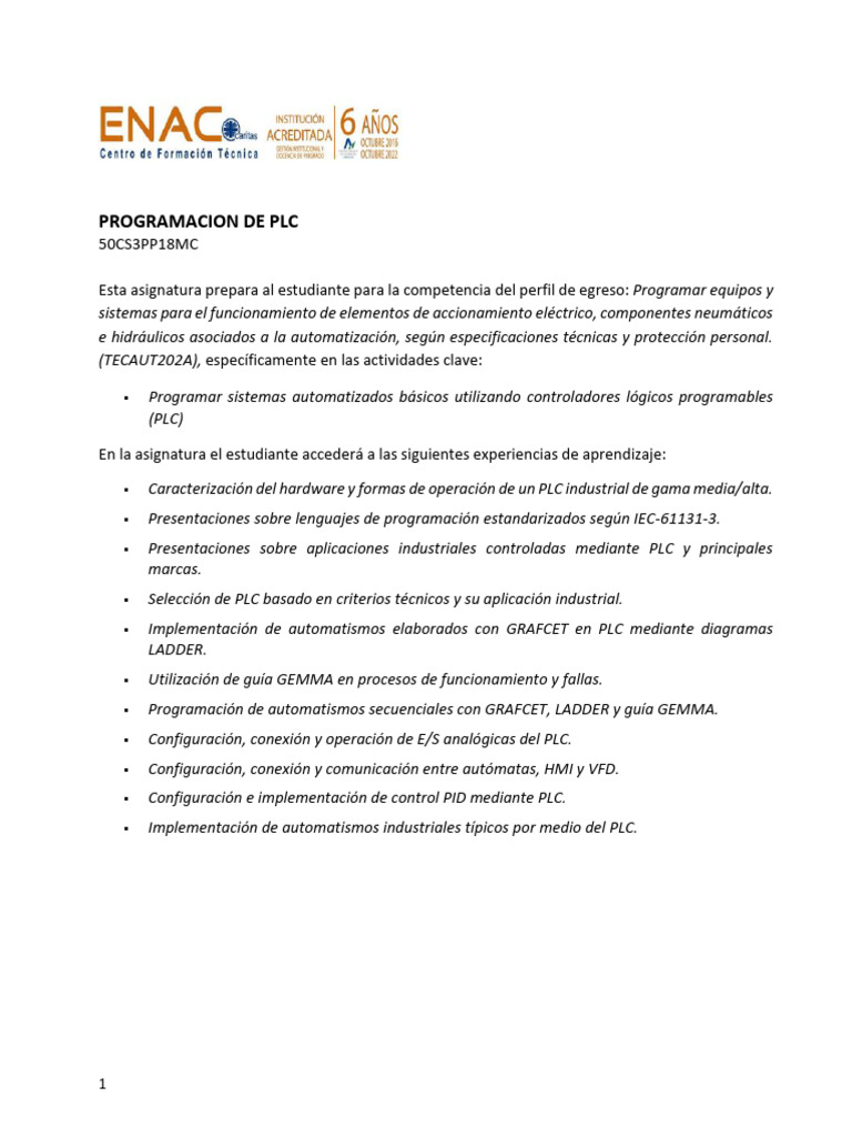 Programacion de PLC | PDF | Controlador lógico programable | Automatización